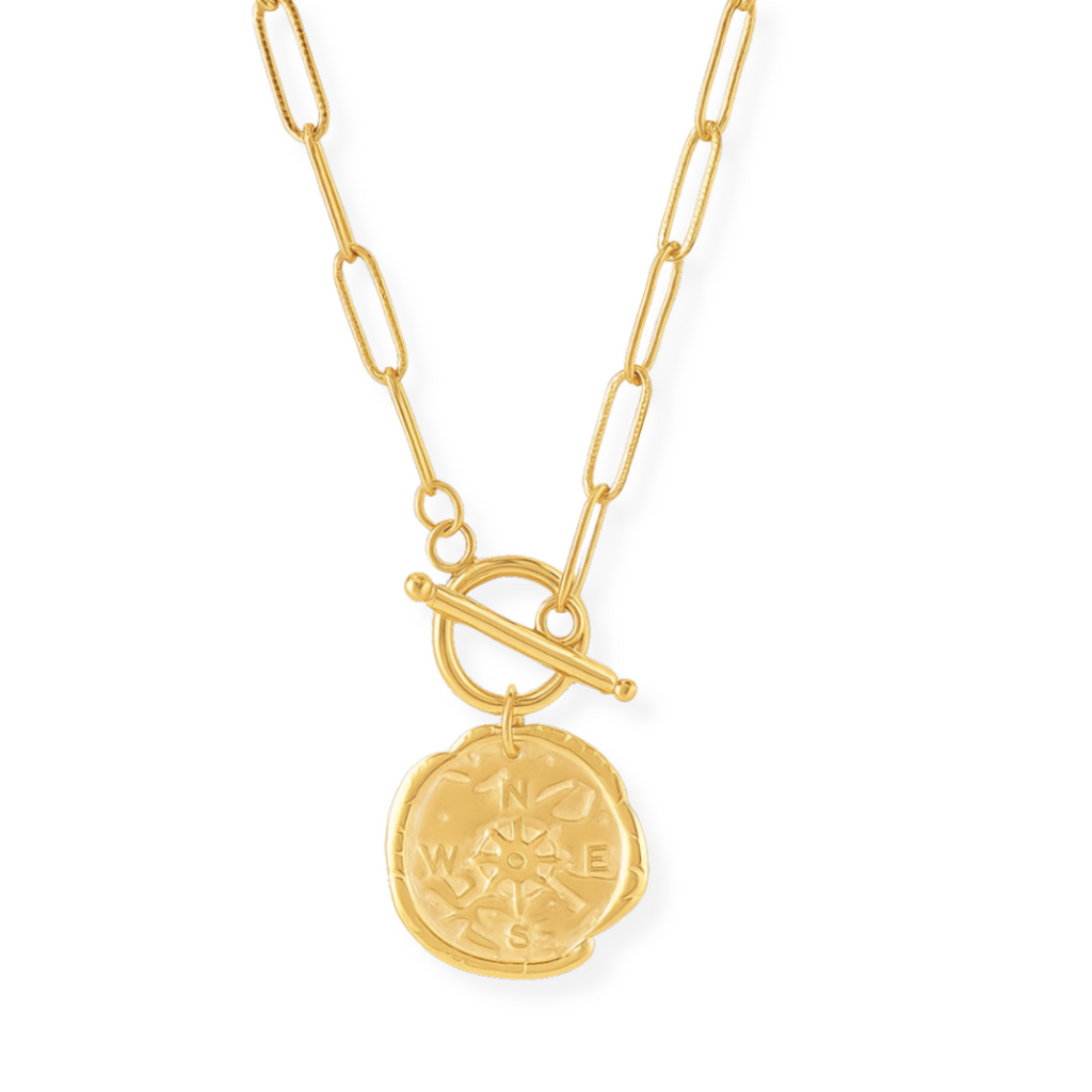 Asher Compass Pendant Toggle Chain Necklace – Ellie Vail