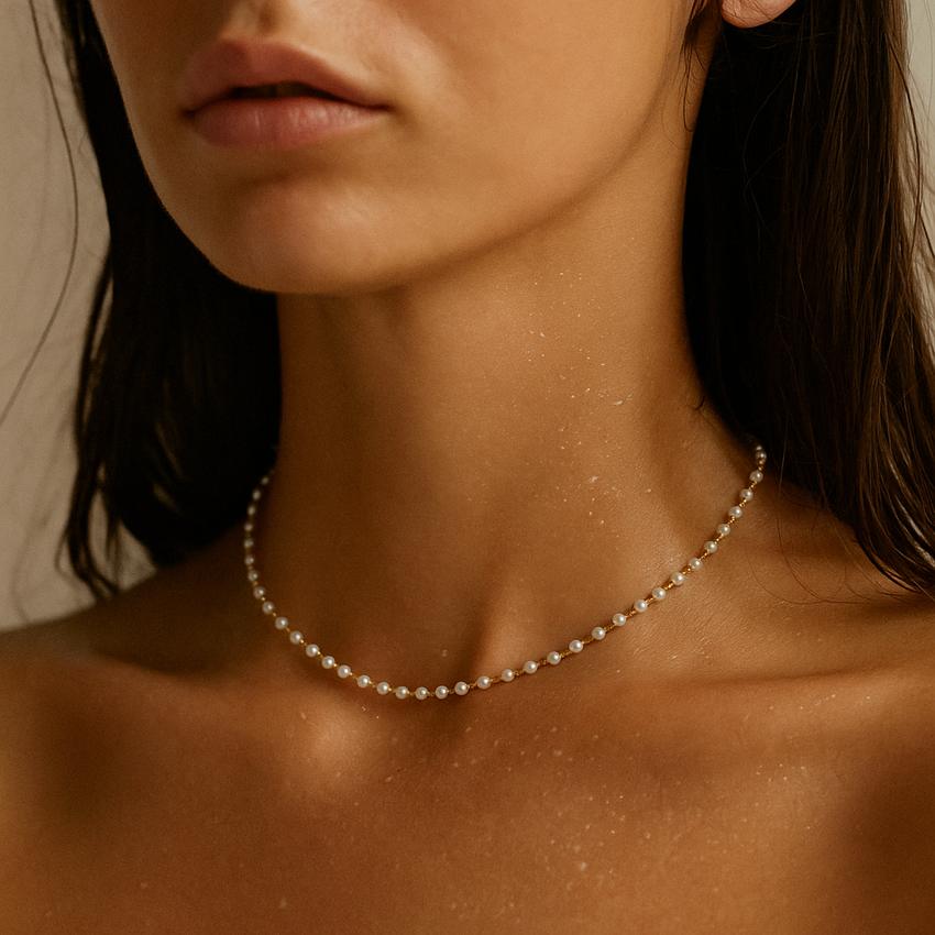 Sheena Dainty Pearl Choker Necklace - Ellie Vail Jewelry
